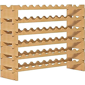 sogesfurniture Wine Rack Stackable Modular Small Wine Storage Rack Free Standing Solid Natural Wood Wine Holder Display Shelves, (Natural, 10X 6 Rows (60 Slots)), BHUS-BY-WS002