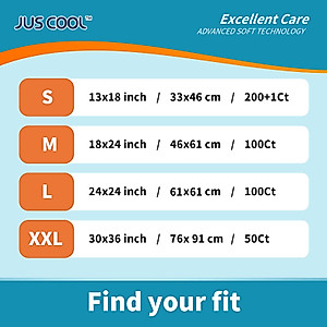 JUS COOL Baby Disposable Changing Pads, 13”x 18”(200+1 Count) Underpads Portable Diaper Changing Pads, Soft Bed Pads Ultra Absorbent and Waterproof