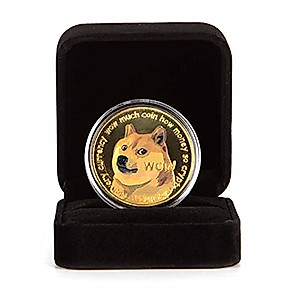 Gold Dogecoin Coin Doge Commemorative Coin Crypto Currency 2021 Limited Edition Collectible Coin with Display Case