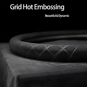 K LAKEY Suede Steering Wheel Cover,Compatible with Volvo S80 S60 XC60 V60 V70 Alcantara Leather Sport Non-Slip Wheel Cover Car Interior Accessories 15 inch for Man and Women