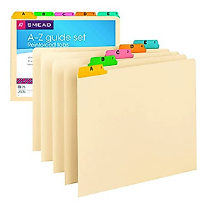 Smead 50180 Recycled Top Tab File Guides, Alpha, 1/5 Tab, Manila, Letter (Set of 25)