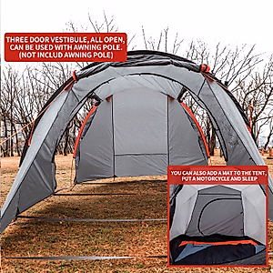 Wolf Walker Motorcycle Tent for Camping 2-3 Person Waterproof Instant Tents with Integrated Motorcycle Port for Outdoor Hiking, Backpacking, Picnic Fast Pitch