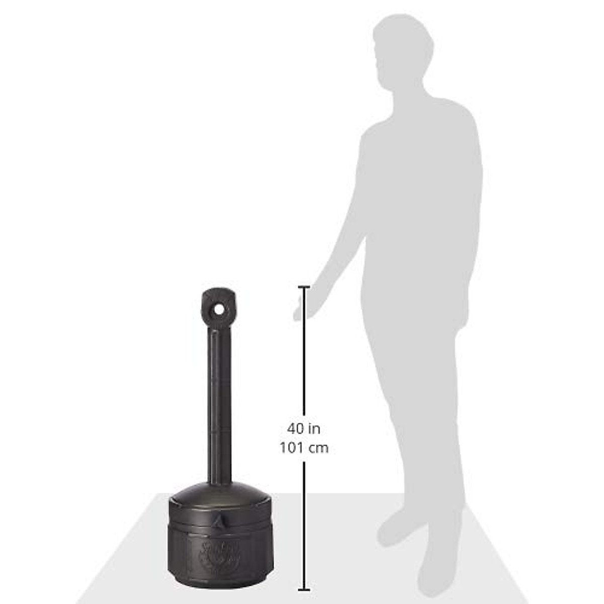 Justrite, Personal Smoker’s Cease-Fire Outdoor Ashtray, Polyethylene Standing Ashtray with Steel Bucket, 1 Gallon, Black, 26806D