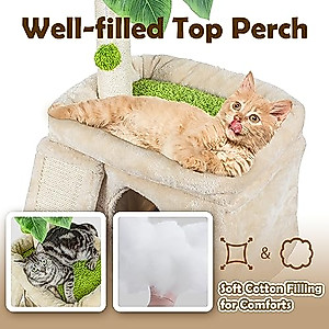 Cat Tower 33'' Cat Tree Indoor Palm Tree Large Cat Perch with Scratching Board Cat Tower with Natural Sisal Ball Furniture Pet House Play Activity Center Suitable for Adult Cats and Kittens