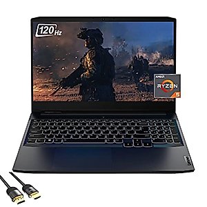 2022 Lenovo IdeaPad Gaming 3 Laptop, 15.6'' FHD 120Hz, AMD 6-Core Ryzen 5 5600H (Beat i9-10980HK), GeForce RTX 3050Ti, 16GB RAM, 1TB PCIe SSD, WiFi 6, Backlit, SPS HDMI 2.1 Cable, Win 11 Shadow Black