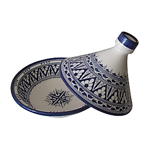 Handmade Authentic Moroccan Berber Style Ceramic Serving Tagine, Serve Delicious Meals the Traditional Morocco Way, Lead Free, Small 6" Diameter x 6 "H