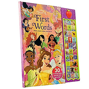 Disney Princess Cinderella, Moana, Rapunzel, and More! - First Words: Point, Match, Listen, and Learn! 30-Button Sound Book - PI Kids