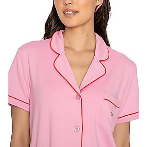 PJ SalvageThe Summer I Turned Pretty Lounge Short-sleeve Button Down Shirt and Bottom Shorts Pajama SetPinkX-Large