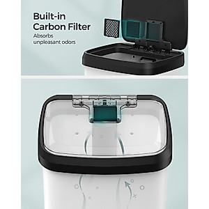 SONGMICS Kitchen Trash Can, 13 Gallon (50 L) Stainless Steel Garbage Can, with Stay-Open Lid and Step-on Pedal, Soft Closure, Tall, Large and Space-Saving, White and Black ULTB530W50