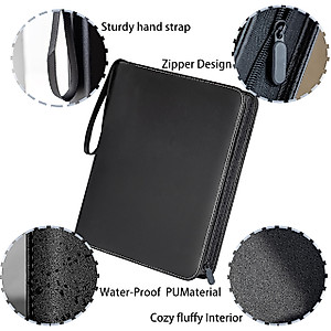 Binceen Trading Card Binder 900 Pockets, Portable Premium Card Album, Sturdy Card Holder Folders with Zipper for Baseball, Basketball and Football Cards (black)