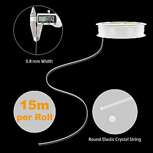 EuTengHao 10 Packs Crystal String 0.8mm Elastic String Elastic Cord Stretchy Bracelet String Bead Cord for Bracelet, Beading Jewelry Making（10 Colors, 150m）