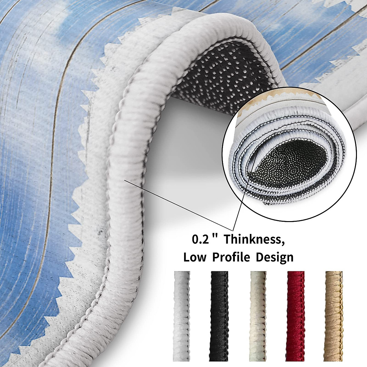 ZOE GARDEN 2 Pcs Kitchen Rug Set, Blue Sky Colorful Flip Flops Non-Slip Kitchen Mats and Rugs Comfort Floor Door Mat Doormat, Abstract Vintage Beach Throw Bath Runner Rug Mat