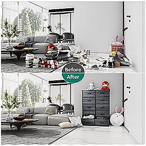 YITAHOME 10 Drawer Dresser - Fabric Storage Tower, Organizer Unit for Living Room, Hallway, Closets & Nursery - Sturdy Steel Frame, Wooden Top & Easy Pull Fabric Bins (Charcoal Black Wood Grain)