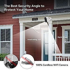 LongPlus Security Cameras Wireless Outdoor, 1080P Battery Wireless Outdoor Cameras for Home, Wireless WiFi Camera with AI Detection, Color Night Vision,Spotlight,2-Way Talk,IP65 Waterproof,Only2.4Ghz