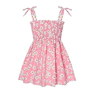 Toddler Sunflower Dress Floral Slip Kids Clothes Dress Baby Beach Girls Dress Christmas Dresses for (Pink, 5-6 Years)