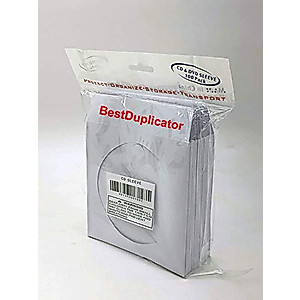 BestDuplicator White Cd/DVD Paper Media Sleeves Envelopes with Flap and Clear Window (Pack of 100)