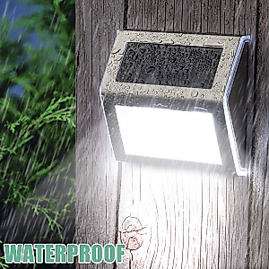 GIGALUMI 6 Pack Solar Step Deck Lights, Stainless Steel Waterproof Led Solar Lamp for Outdoor, Pathway Yard Stairs Fences. (White)