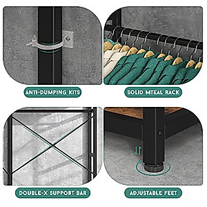 REIBII Free Standing Closet Organizer Heavy Duty, Wardrobe Clothes Organizer, Freestanding Closet Organizer System, Metal Closet Rack Holds 300lbs, Easy Assembly, Clothes Rack, 71"H x 39.5" W x 16" D