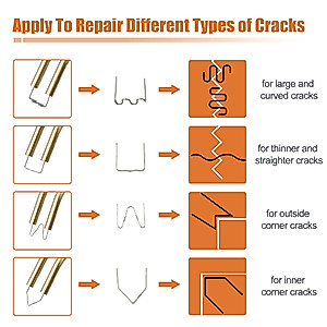 X AUTOHAUX 1200 Pcs Hot Staples Welder Stapler Repair Kit with Four Shapes and Six Specifications Stainless Steel Silver Tone