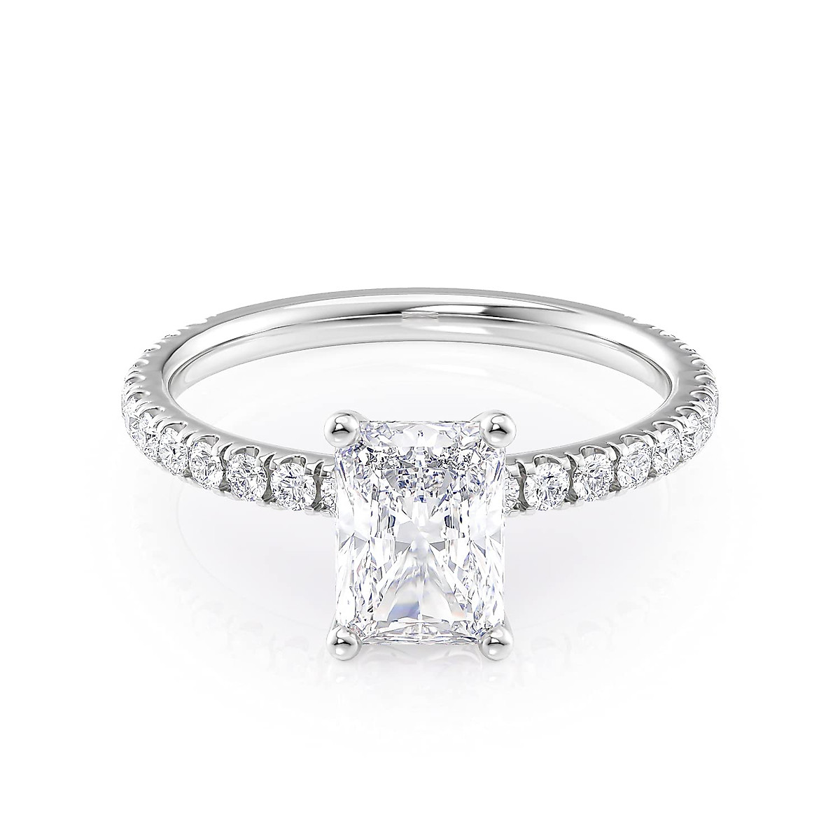 Beverly Hills Jewelers 2 Carat Radiant Cut Moissanite Engagement Ring w 1/4 Carat Natural Diamond - 14K White Gold (G-H/VS, G-H/SI, cttw, DEW) Anniversary Promise Ring for Women Size 6.5 Made in USA