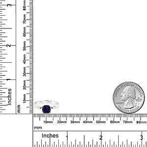 Gem Stone King 925 Sterling Silver and 10K Yellow Gold 6MM Cushion Cut Gemstone Birthstone Engagement Ring | Wedding Anniversary Promise Ring For Women | Available In Size 5, 6, 7, 8, 9