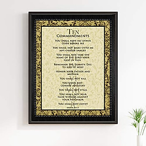 "The Ten Commandments"-Exodus 20:3-17-Bible Verse Wall Art-11 x 14" Scripture Wall Sign-Ready to Frame. Religious Typographic Poster Print for Home-Office-Church Décor. Perfect Christian Gift!