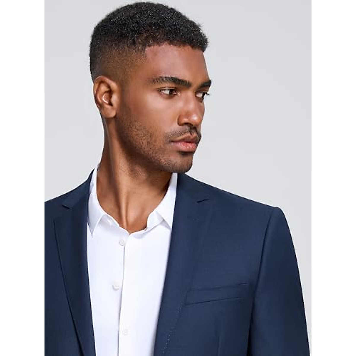 CHAMA Men's 100% Wool 2 Piece Suit Set, Classic Fit Two Button Suit Jacket Blazer & Pants Set Suit - Many Colors Navy…