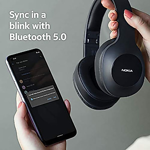 Nokia Essential Wireless Headphones - Universal Bluetooth - 40 Hours Playback - Soft Leather Over Ear with Foldable Headband
