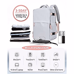 bergsalz Travel Backpack Essentials For Women Men Grey Airline Approved Personal Item Travel Bag Carry On Bag Gym Waterproof Backpack Purse College Laptop Bag