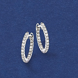 Ross-Simons 0.20 ct. t.w. Diamond Inside-Outside Huggie Hoop Earrings in 14kt White Gold