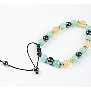 BFGFGO Citrine Crystal Goals Manifestation Bracelet for Money and Good Luck Wealth Bracelet. Authentic Gemstones Citrine Crystal Turquoise