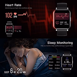 EURANS Smart Watch 41mm, Full Touchscreen Smartwatch, Fitness Tracker with Heart Rate Monitor & SpO2, IP68 Waterproof Pedometer Watch for Women Men Compatible with iOS & Android Phones… B09KH59C8K