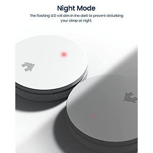 Ecoey Smoke Detector Alarm, 10 Year Fire Alarms Smoke Detectors with Self-Test and Ambient Light Detection, Ultra-Thin Fire Alarm with Big Test Button and Night Mode for Home, FJ146, 1 Pack