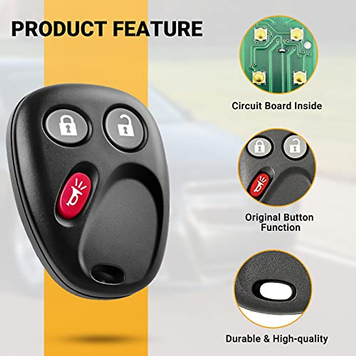 Keyless Entry Car Key Fob LHJ011 Compatible with 2003-2007 Chevy Silverado Tahoe Avalanche Equinox SSR Suburban | GMC Sierra Yukon| Hummer H2| Cadillac Escalade (2 Pack)