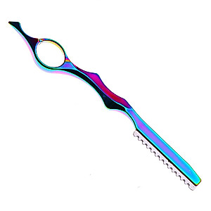 Professional Hair Styling Thinning Texturizing Cutting Feather Razor + 10 Replacement Blades Stainless Steel Rainbow Color