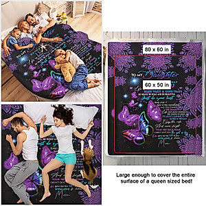 yuboo Daughter Blanket, Daughter Birthday Gifts from Mom - Extra Large Soft Throw Blanket 60x80 Inches Sublimation Butterflies Fleece Blanket for Couch and Sofa Bed