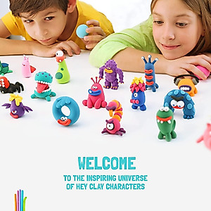 HEY CLAY Monsters - Colorful Kids Modeling Air-Dry Clay, 18 Cans with Fun Interactive App
