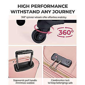 BAGSMART Carry On Luggage 20 Inch, Expandable Suitcase, 2 Piece Luggage Sets Luggage Airline Approved Rolling Softside Lightweight Suitcases with Front Pocket for Women Men, Carry-On Pink