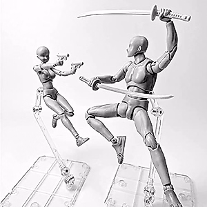 CUYUFIA Action Figures Body-Kun DX & Body-Chan DX PVC Model SHF(Grey Color) with Box Drawing Figure Models for Artists (Male+Female)