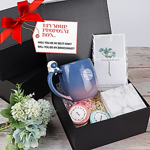 Giftgarden 4-Pack 8”x8”x4” Black Gift Boxes with Magnetic Lids, Square Collapsible Gift Wrap Box Magnet Clourse for Presents, Mothers Day, Birthday, Wedding, Bridesmaid Groomsman Proposal Box