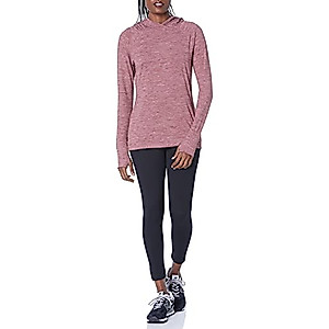 Amazon Essentials Women's Brushed Tech Stretch Popover Hoodie - Discontinued Colors, Plum Space Dye, Medium