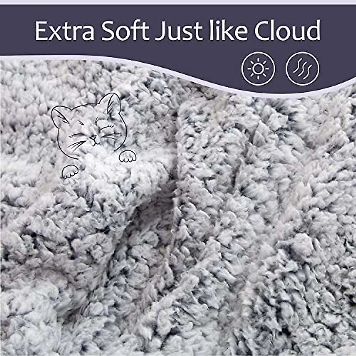 EMME Fuzzy Fleece Throw Blanket 50"x60" Throw Size Ultra Soft Warm Sherpa Blanket Microfiber Cozy Blanket for Couch Sofa Lightweight Fuzzy Thick Reversible Couch Blanket (Navy, 50"x60")