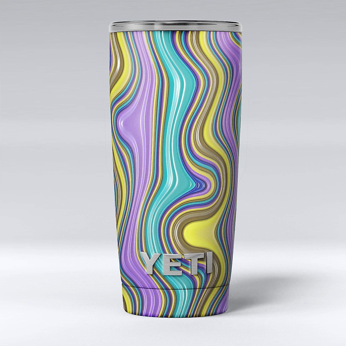 Design Skinz Bright Purple Teal and Mustard Yellow Color Waves - Skin Decal Vinyl Wrap Kit Compatible with The Yeti Rambler Cooler Tumbler Cups