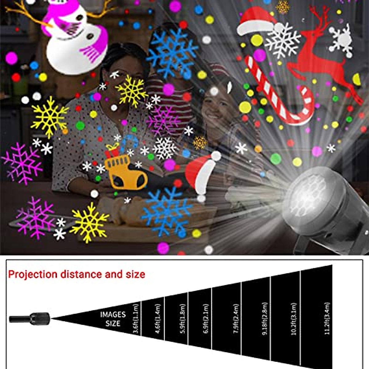 Christmas Projector Lights, with 16 LED Patterns Lights Snow Fall Effect Christmas Light Projector for Patio Garden Xmas Holiday Party Decoration