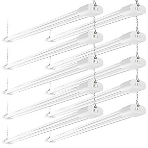 Ensenior 10 Pack Linkable Led Shop Light 4ft for Garage, 4400 High Lumens, 36W Equivalent 280W, 5000K Daylight, 48 Inch Utility shop led lights, Surface or Hanging Mount Fixtures, White, ETL Certified