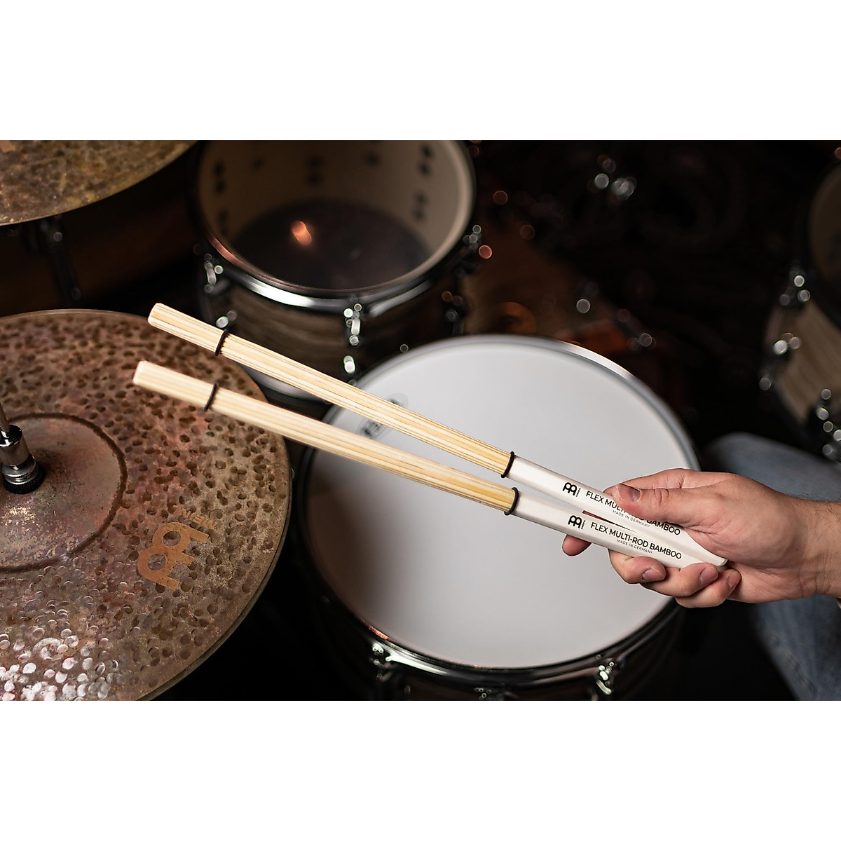 Meinl Stick & Brush Flex Multi-Rod Bundle Specialty Drumsticks for Low Volume Quiet Acoustic Music on Drums/Percussion, Bamboo Dowels, Natural, one Size (SB202)