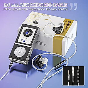 BASN MMCX in Ear Monitor Headphones, Musicians Triple Driver Noise Isolating Earphones with 2 Upgraded Detachable Cables (Black)