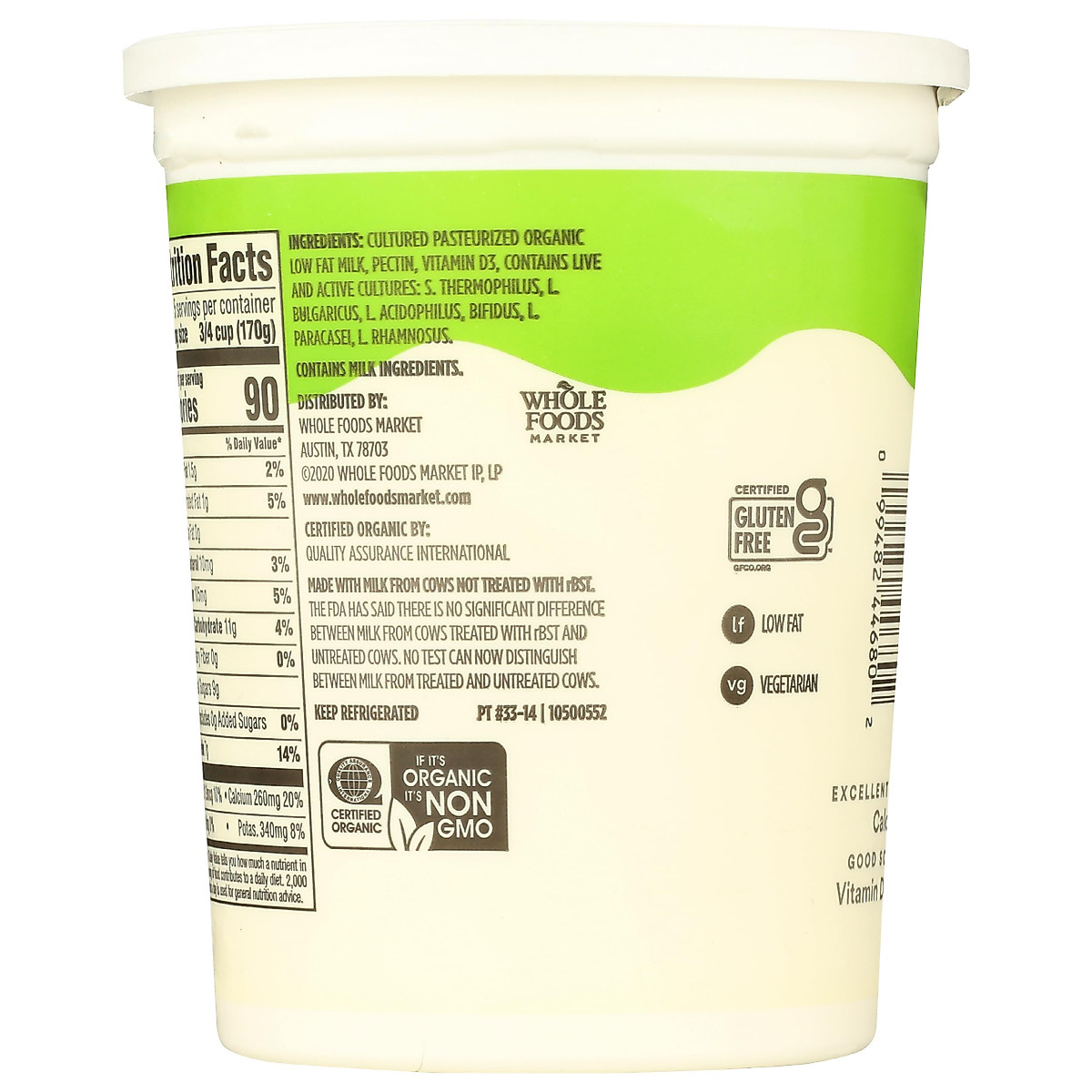 365 by Whole Foods Market, Yogurt Plain Low Fat Organic, 32 Ounce