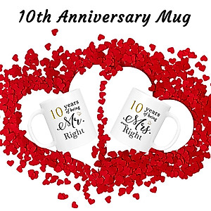 10th Wedding Gifts for Couple, 10th Anniversary Ideal Gifts for Wife Husband Parents Couple Grandparents, 10 Year Anniversary Engagement Gifts for couple, 10th Anniversary Coffee Mug Set of 2, 11oz