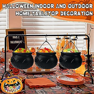 OMKNEPS Halloween Decor Party Decorations Cauldron: Set of 3 Witches Cauldron Serving Bowls on Rack - Black Candy Bucket Hocus Pocus Serving Bowls for Halloween Decorations Indoor Outdoor